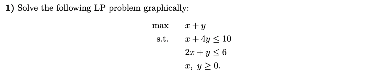 Solved 4) Solve the same LP problem given in Problem 1 using | Chegg.com