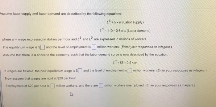 Solved Assume labor supply and labor demand are described by | Chegg.com