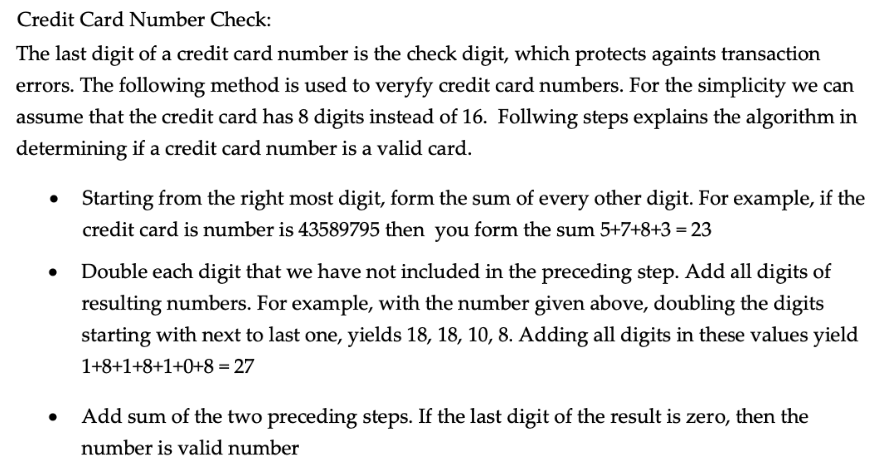 Solved The program asks the user 16 digit credit card | Chegg.com