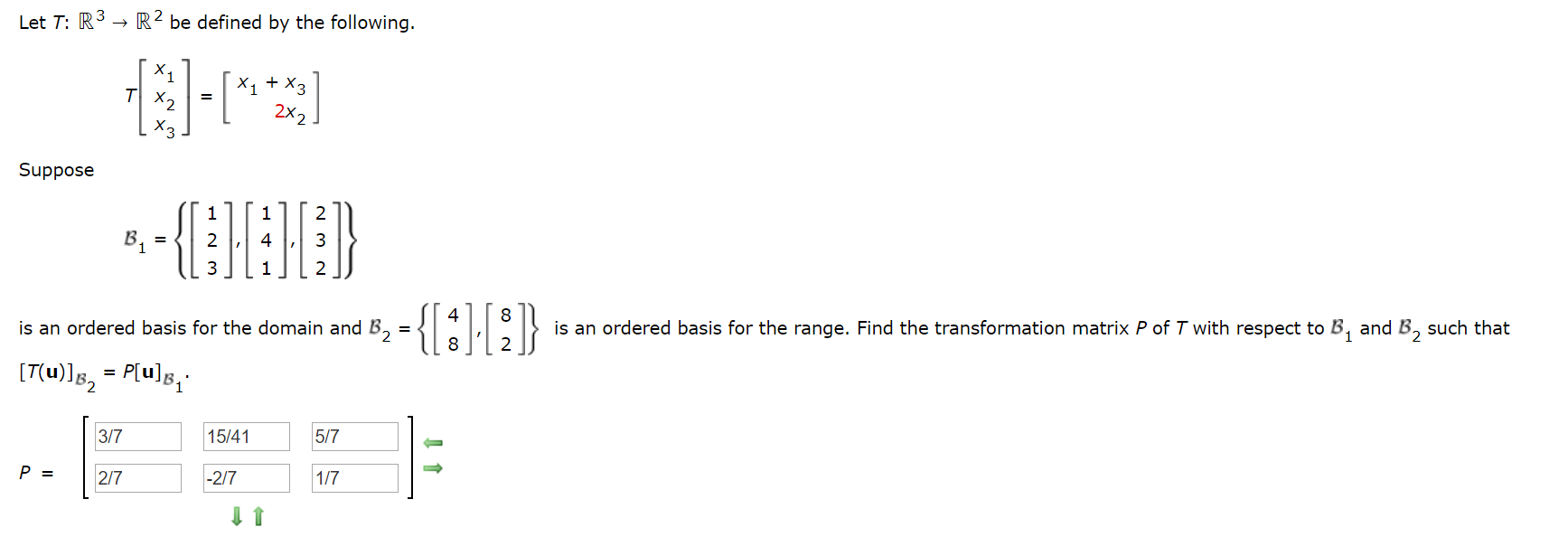 Solved Let T: R3 + R2 be defined by the following. 3 Suppose | Chegg.com