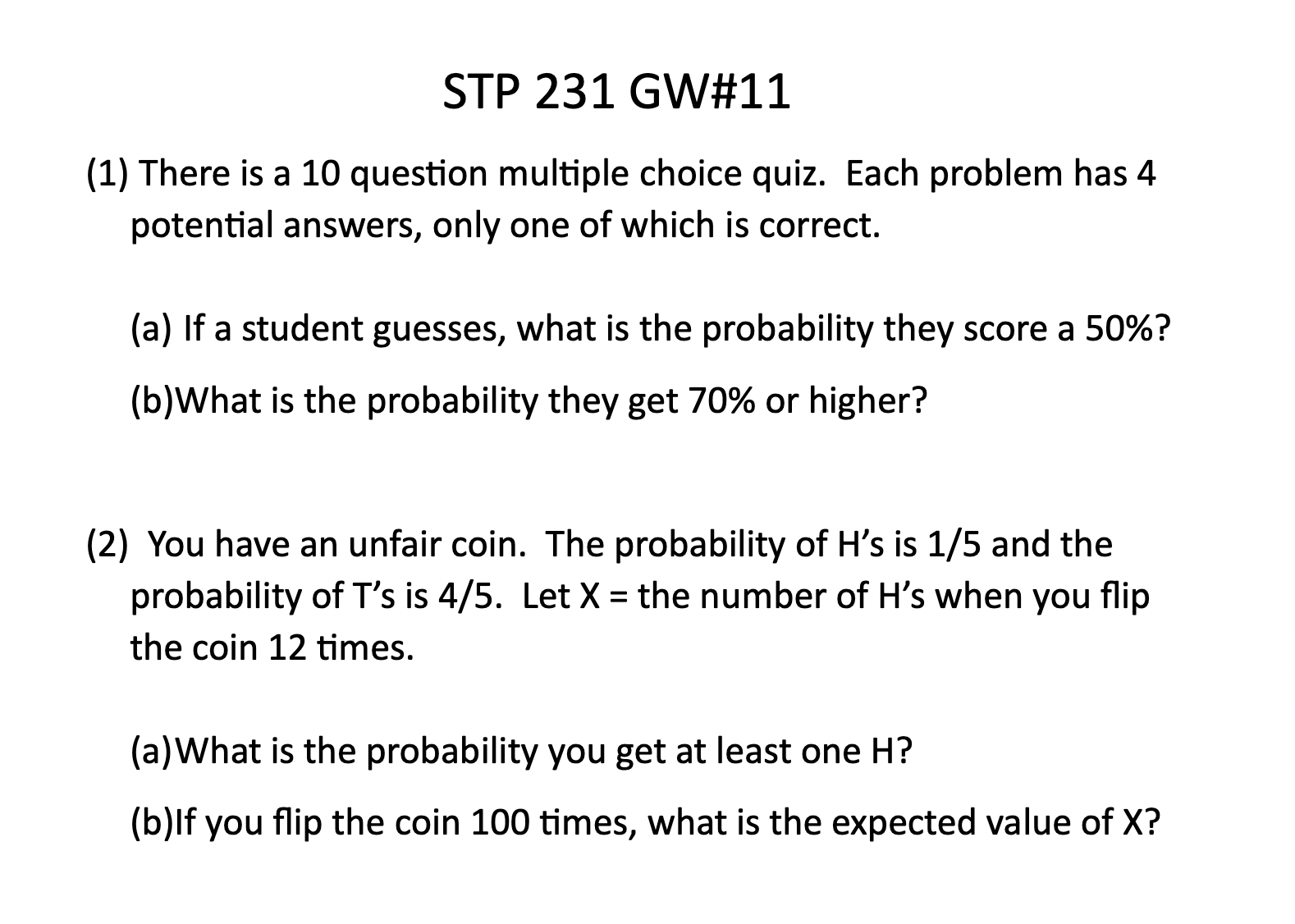 Solved (1) There is a 10 question multiple choice quiz. Each | Chegg.com
