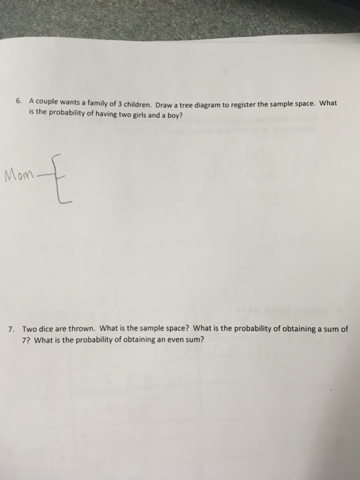 Solved A couple wants a family of 3 children. Draw a tree | Chegg.com