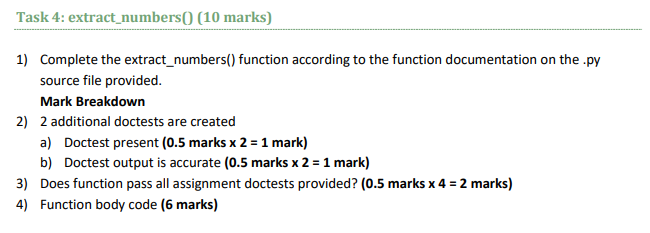 Solved 1) Complete the extract_numbers() function according | Chegg.com