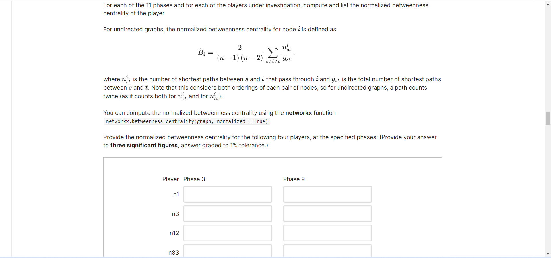 Solved For each of the 11 phases and for each of the players | Chegg.com