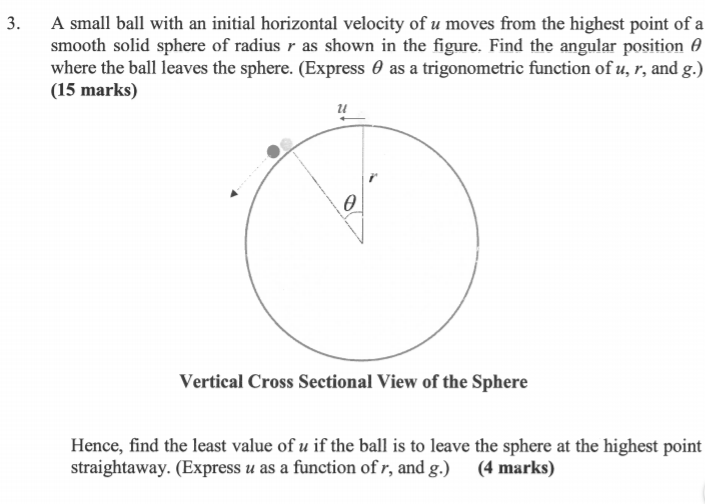 Solved 3. A small ball with an initial horizontal velocity | Chegg.com