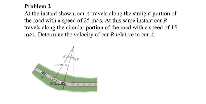 Solved Problem 2 At the instant shown, car A travels along | Chegg.com