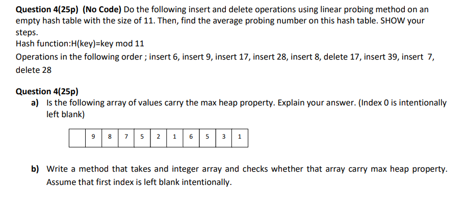 Solved Question 4(25p) (No Code) ﻿Do the following insert | Chegg.com