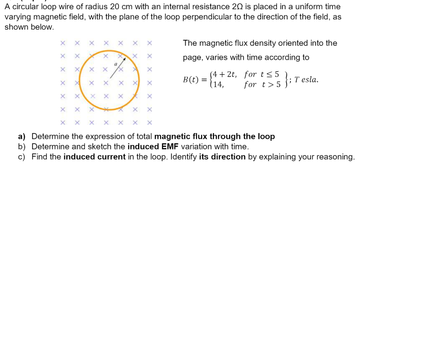 Solved A circular loop wire of radius 20 cm with an internal | Chegg.com