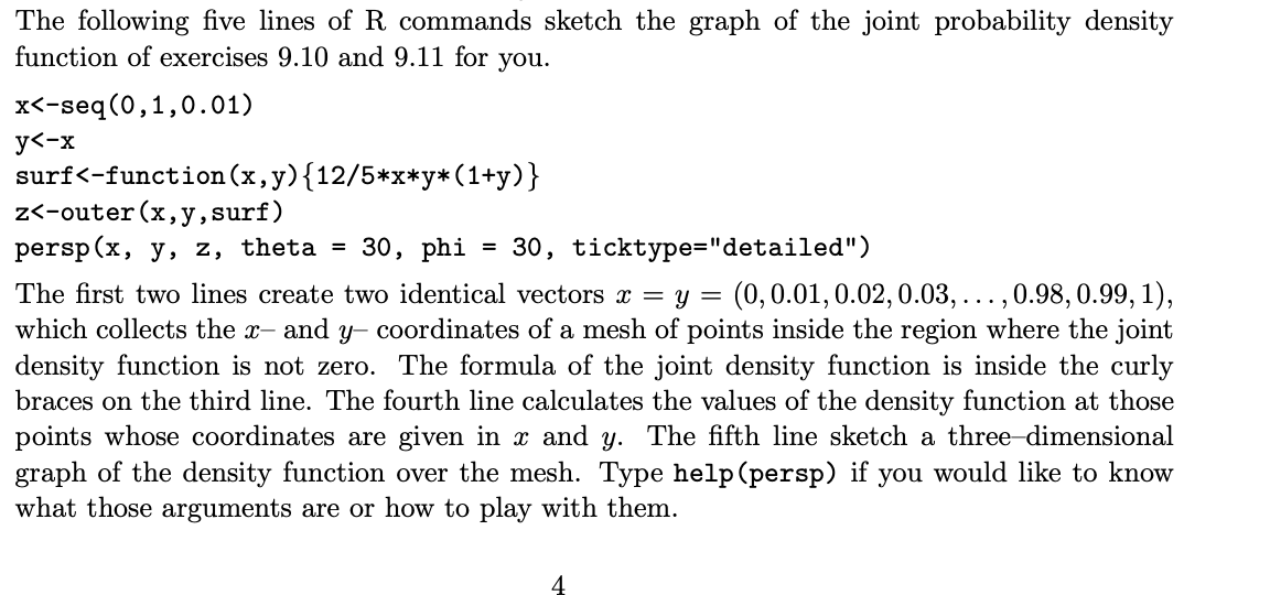 The following five lines of R commands sketch the | Chegg.com