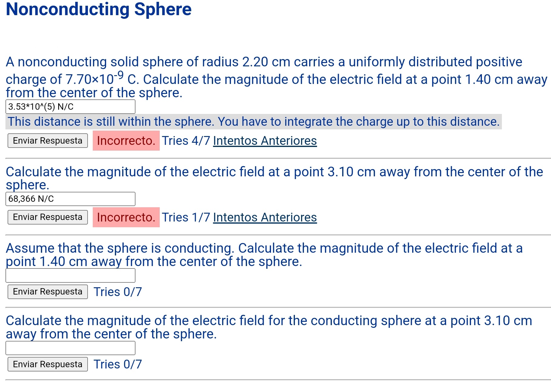 Solved Nonconducting SphereA nonconducting solid sphere of | Chegg.com