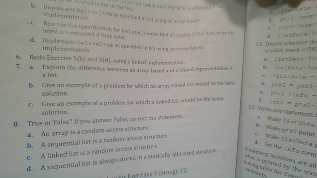 Solved Redo Exercise 5 B And 5 D Using A Linked