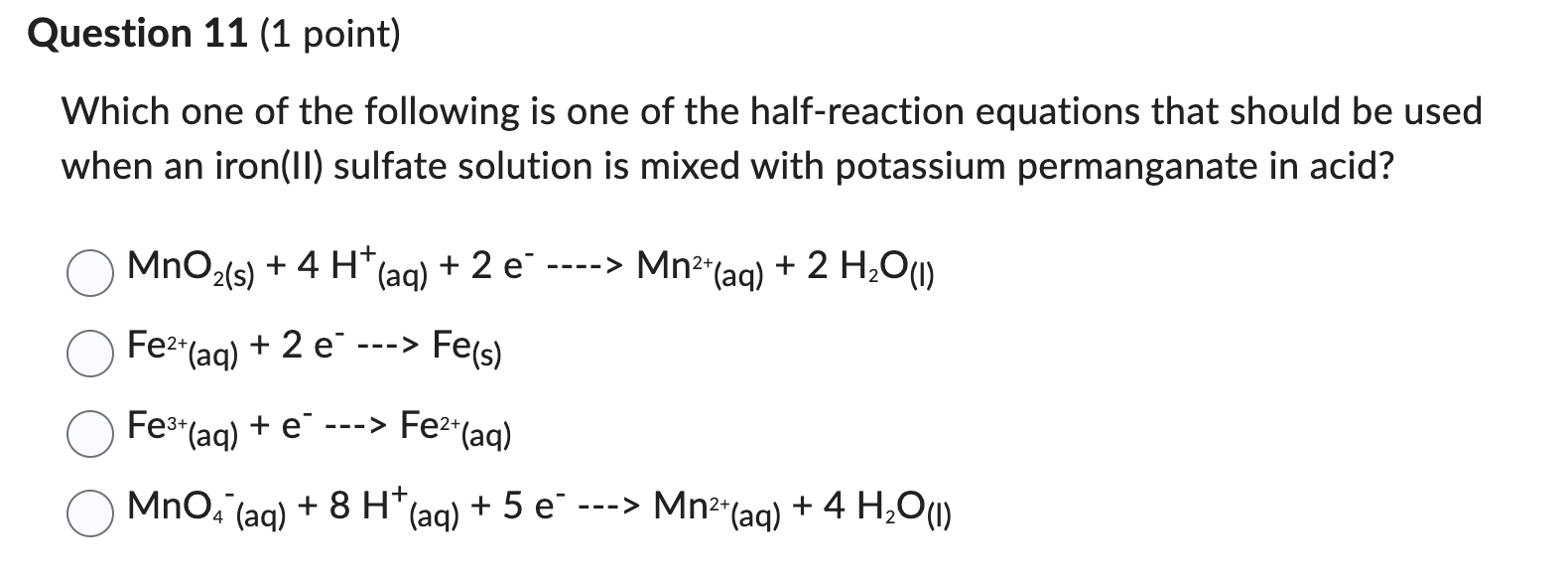 High Quality SOLUTION Question 11 (1 ﻿point)Which one of ﻿the following is | Chegg.com