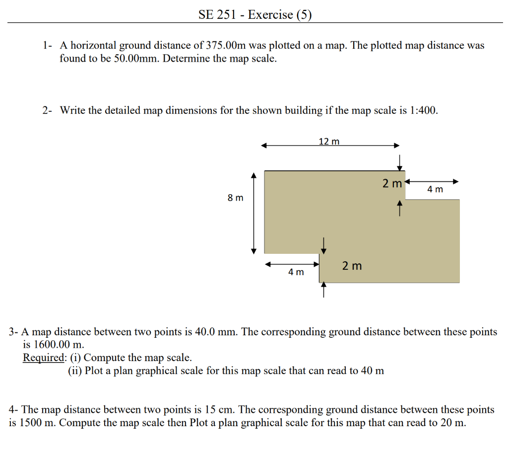 Solved 1- A horizontal ground distance of 375.00 m was | Chegg.com