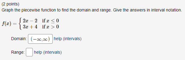 Solved (2 points) Graph the piecewise function to find the | Chegg.com