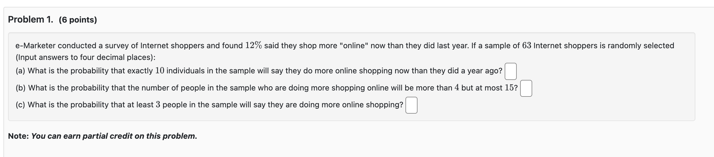 Solved Problem 1. (6 ﻿points)e-Marketer conducted a survey | Chegg.com