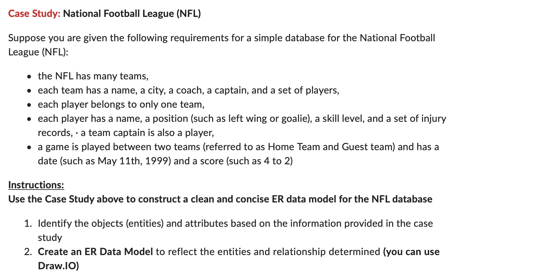 Solved Case Study: National Football League (NFL) Suppose | Chegg.com