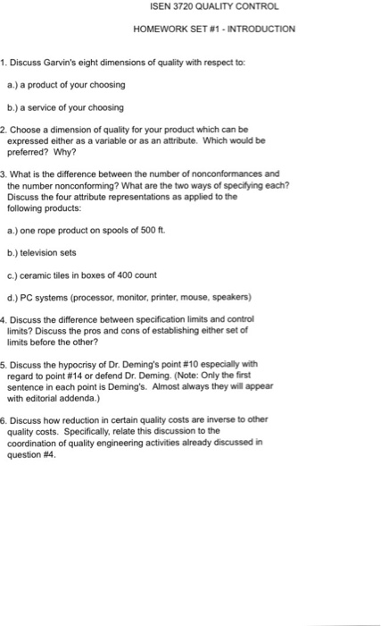 Solved Discuss Garvin's eight dimensions of quality with | Chegg.com