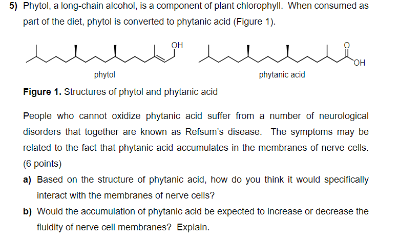 Solved 5) Phytol, a long-chain alcohol, is a component of | Chegg.com