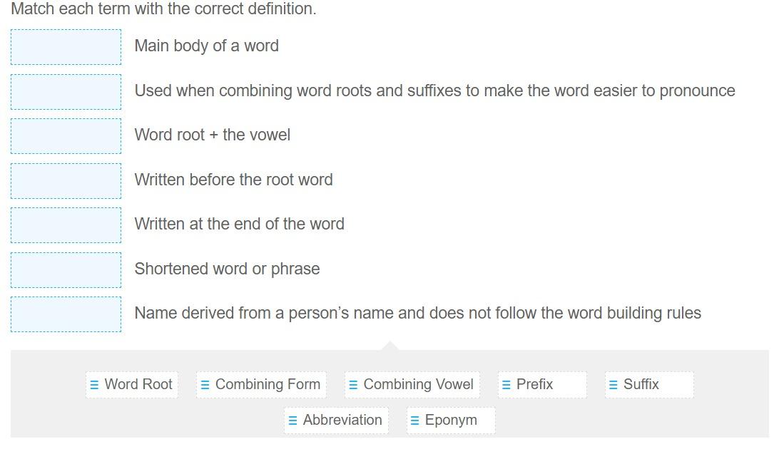 Solved Match Each Term With The Correct Definition Main