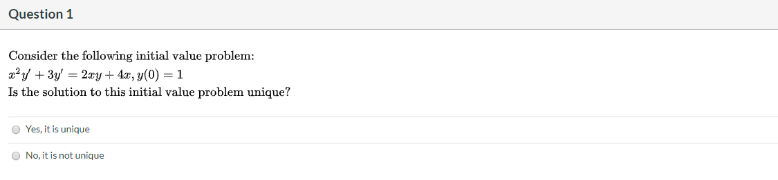 Solved Question 1 Consider the following initial value | Chegg.com