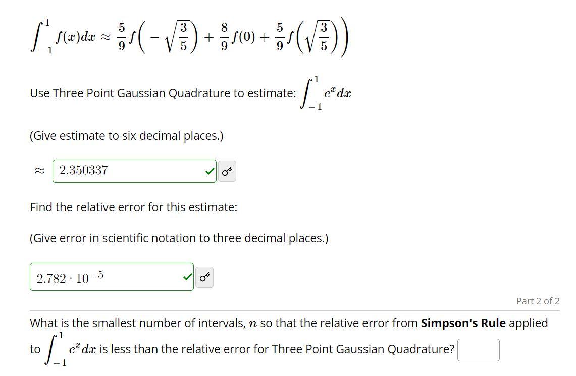 Solved Nabire(-) ++()) 1 L Use Three Point Gaussian | Chegg.com