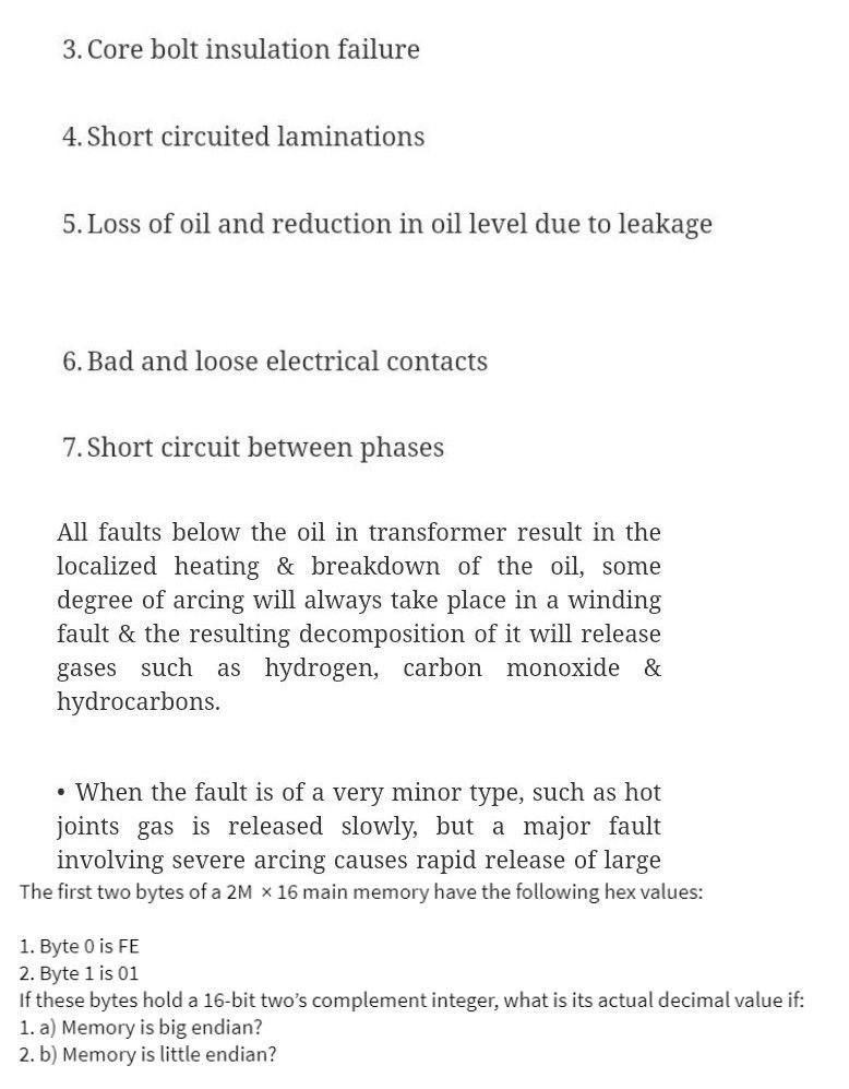 Solved 3. Core bolt insulation failure 4. Short circuited | Chegg.com