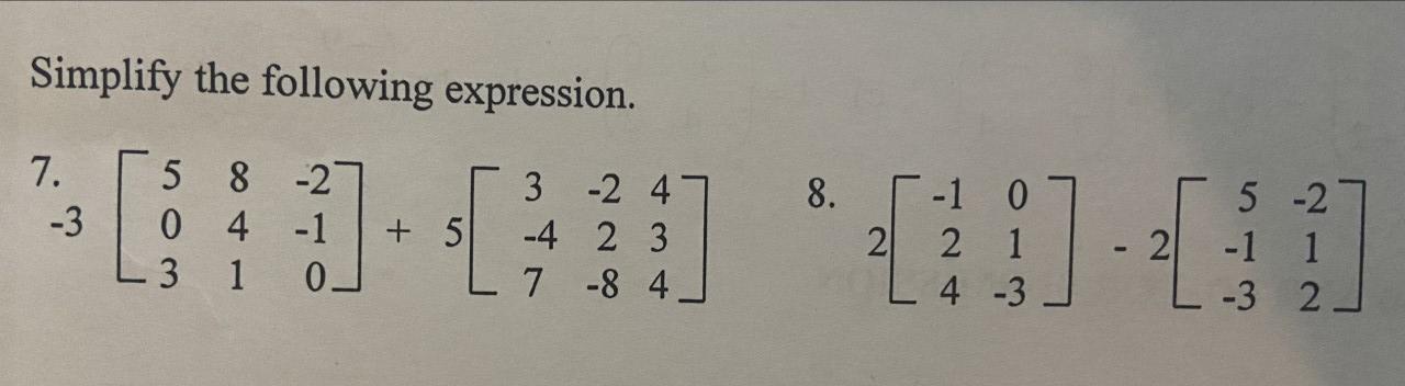 Solved Simplify the following expression. | Chegg.com