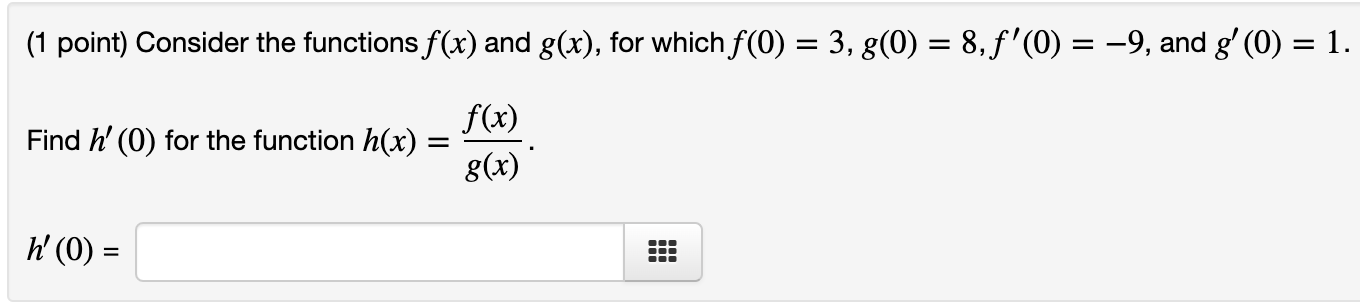 Solved Consider the functions f(x)f(x) and g(x)g(x), for | Chegg.com