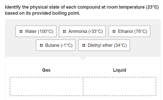 Solved Identify the physical state of ﻿each compound at | Chegg.com