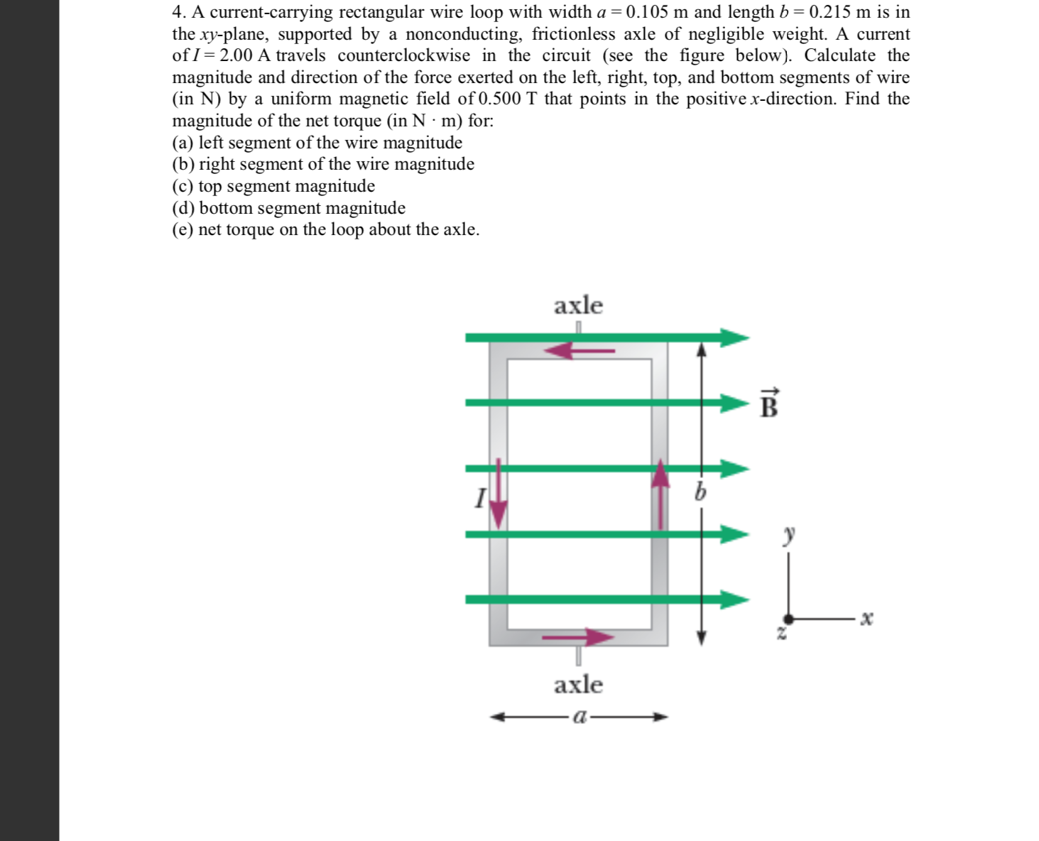 Solved 4. A current-carrying rectangular wire loop with | Chegg.com