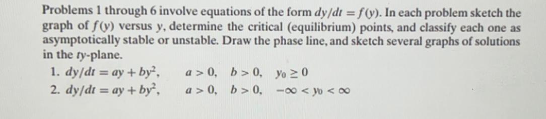 Solved Problems 1 through 6 involve equations of the form | Chegg.com