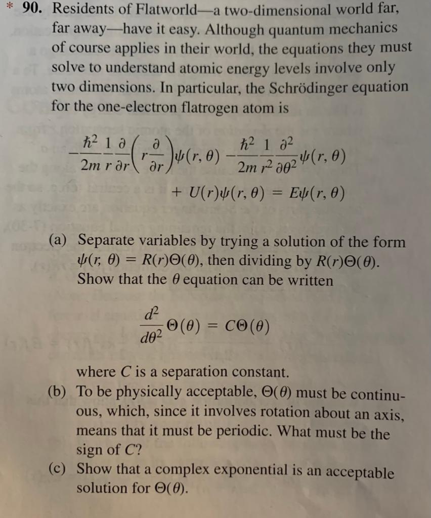 Solved * 90. Residents of Flatworld—a two-dimensional world | Chegg.com