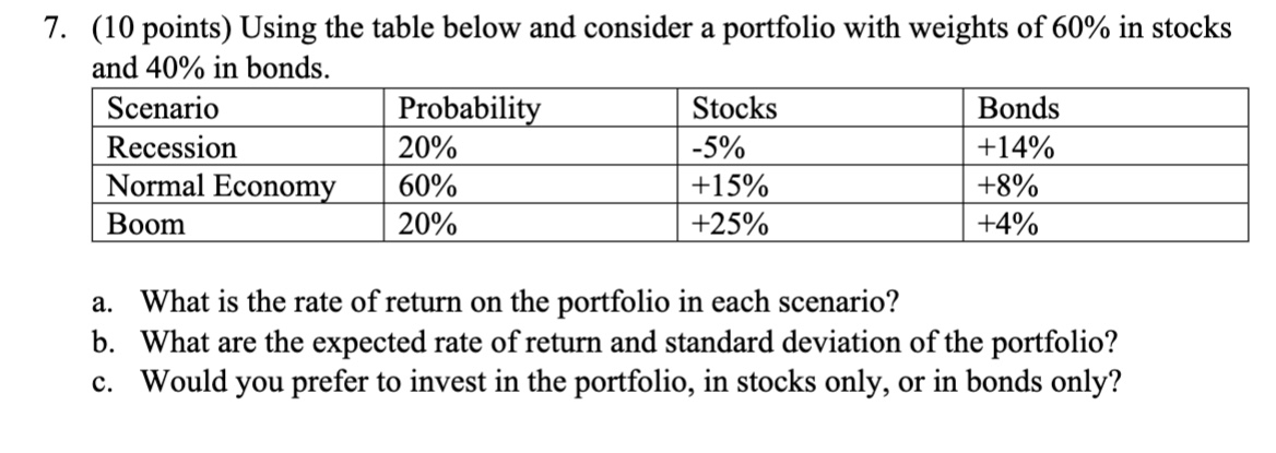 Solved (10 points) Using the table below and consider a | Chegg.com