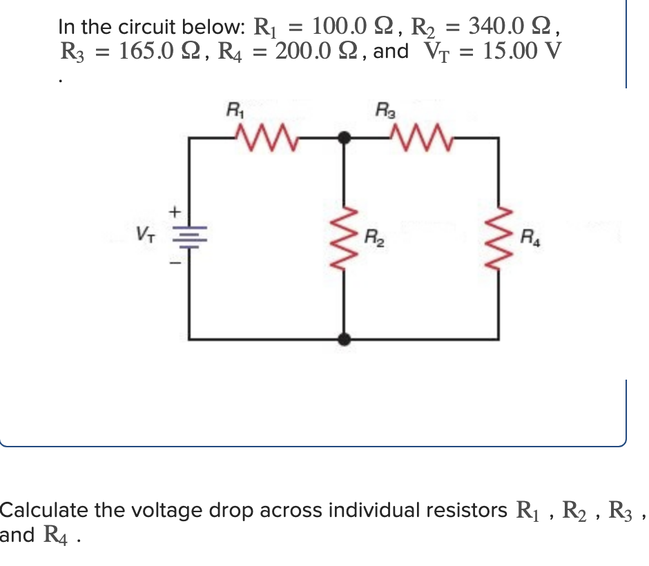 Solved Calculate the voltage drop across individual | Chegg.com