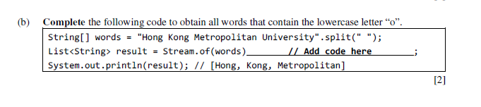 Solved (b) Complete the following code to obtain all words | Chegg.com