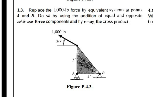 Solved 154 ' 1.3. Replace the 1,000-Ib force by equivalent | Chegg.com