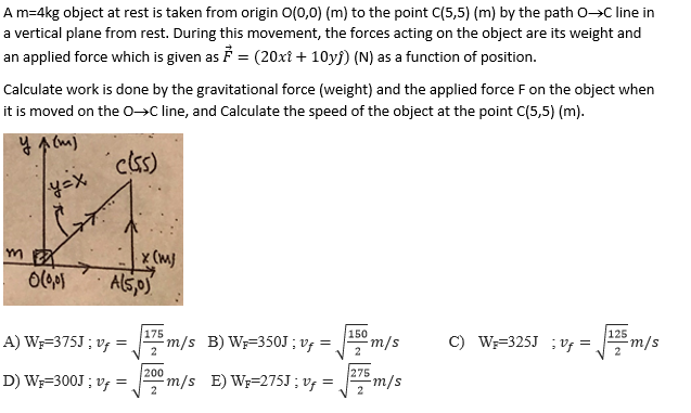 Solved A m=4kg object at rest is taken from origin 0(0,0) | Chegg.com