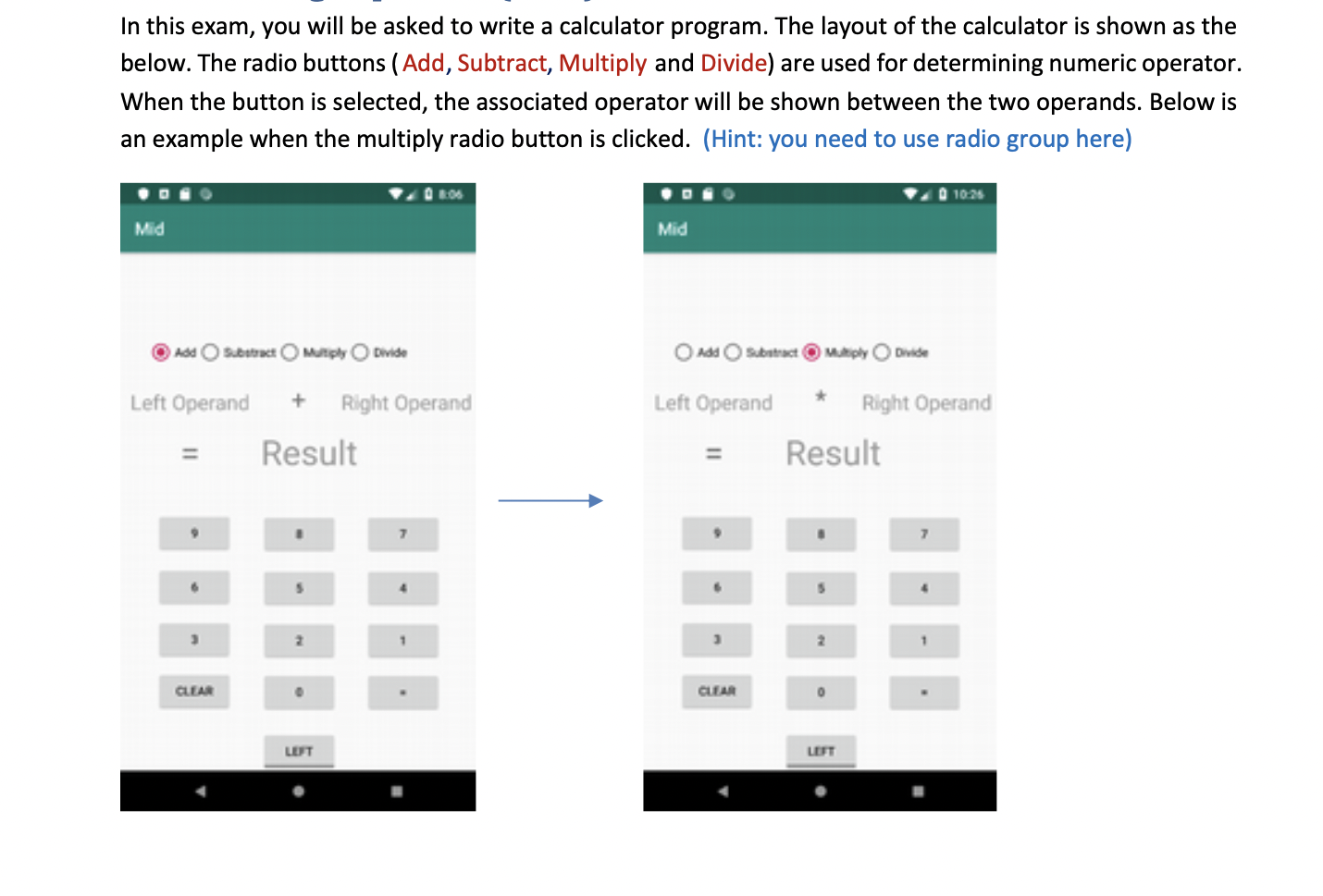 Solved In this exam, you will be asked to write a calculator | Chegg.com