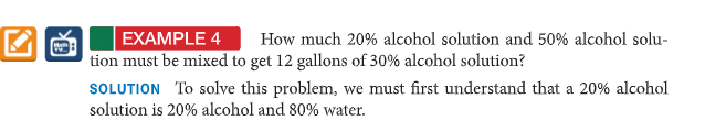 Solved EXAMPLE 4 How much 20% alcohol solution and 50% | Chegg.com