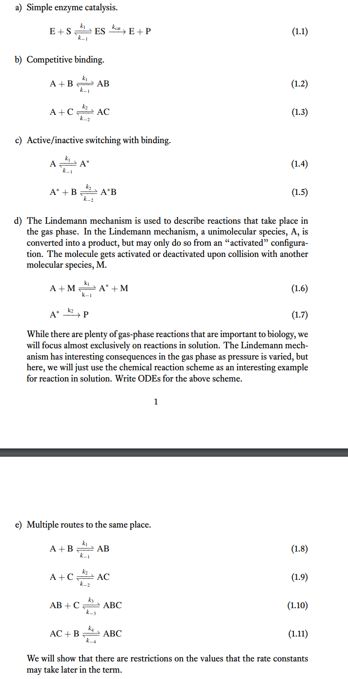 Solved For each example reaction in Problem 1.1, state how | Chegg.com
