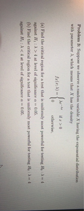 Solved Problem 3: Suppose we observe a random variable Xx | Chegg.com