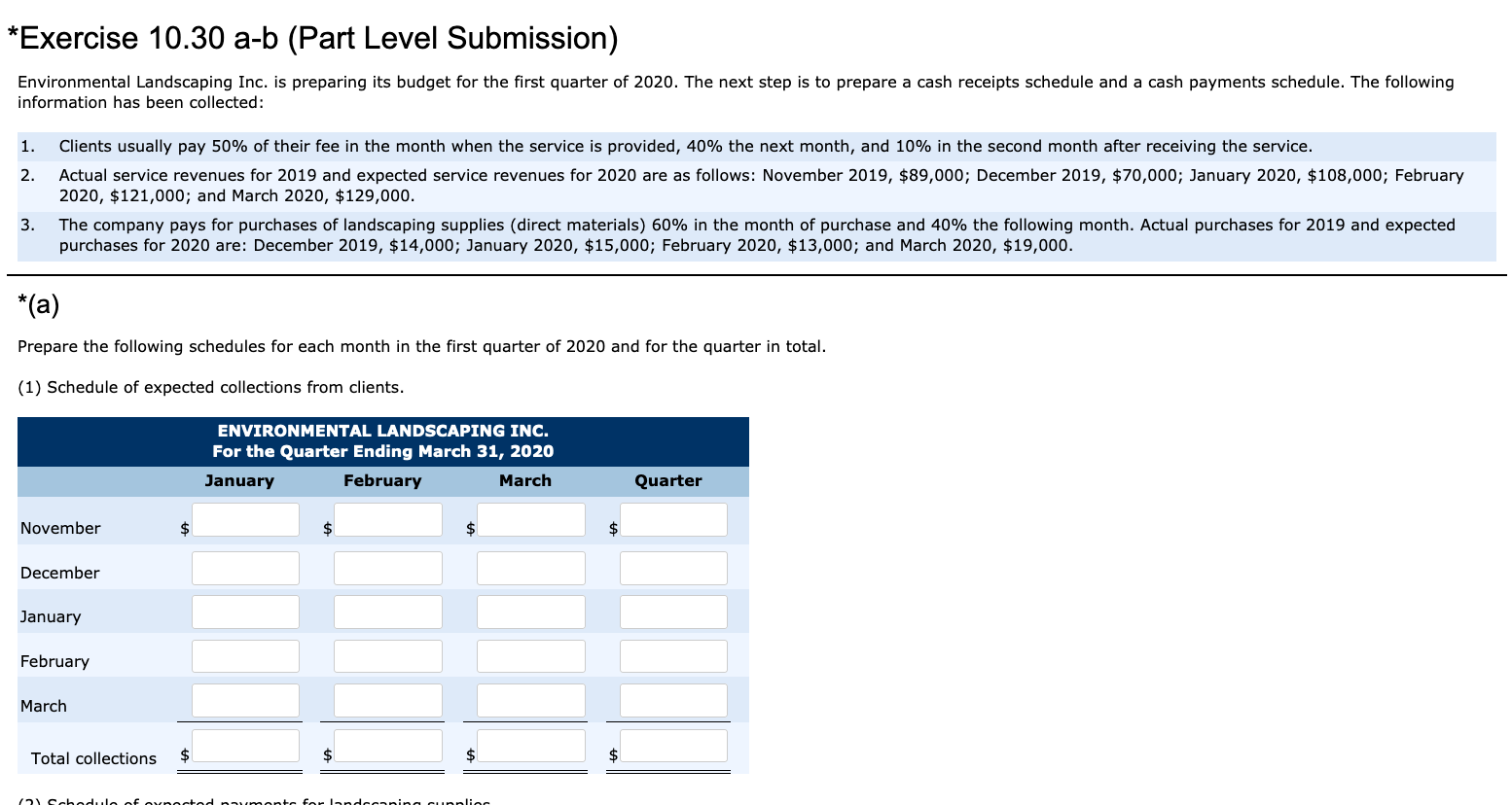 Solved * Exercise 10.30 a-b (Part Level Submission) | Chegg.com