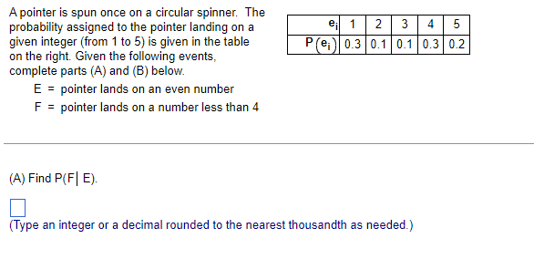 Solved A pointer is spun once on a circular spinner. | Chegg.com