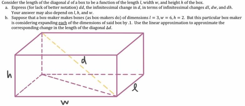 Solved Consider the length of the diagonal d of a box to be | Chegg.com