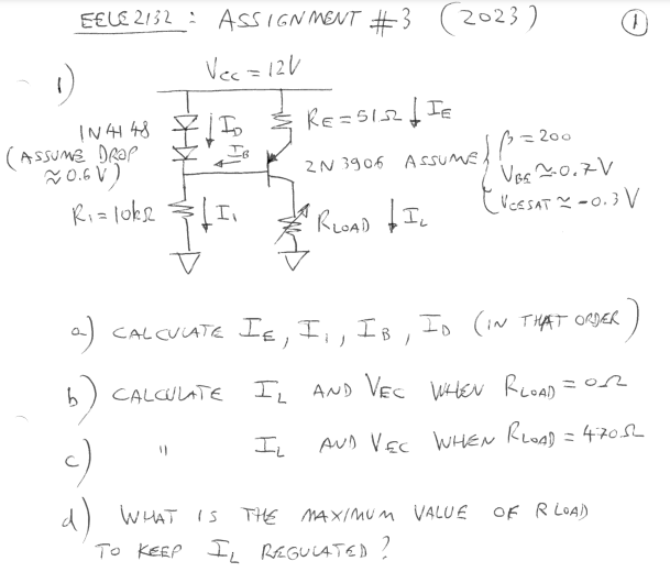 Solved EELE 2132: ASSIGNMENT \#3 (2023) (1) a) calculate | Chegg.com