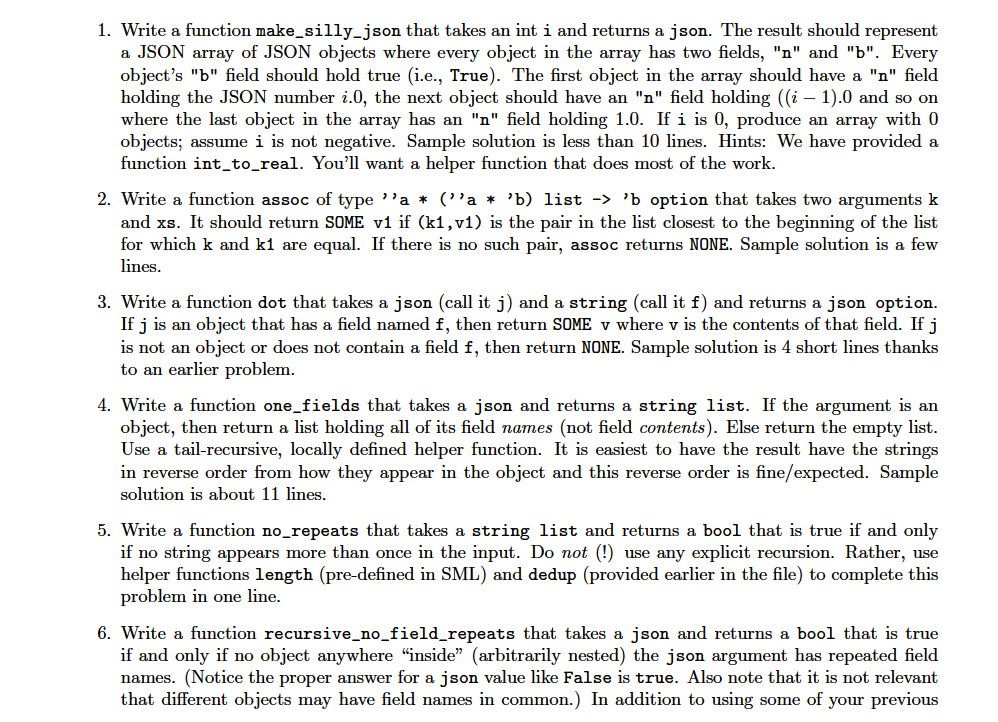 Using SML to solve question 10-19. Questions 1-9 are | Chegg.com