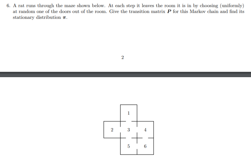 6. A rat runs through the maze shown below. At each | Chegg.com