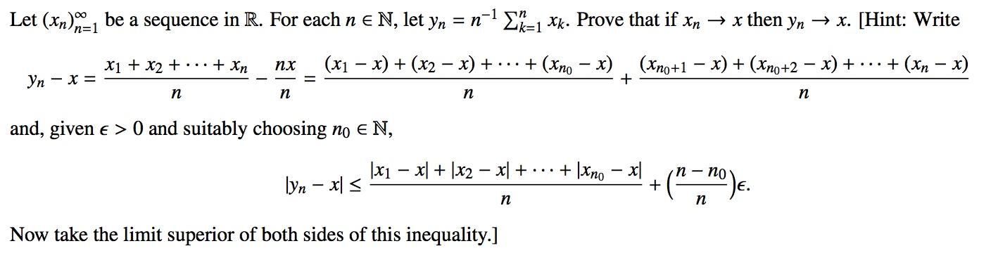 Solved Let (xn)n=1∞ be a sequence in R. For each n∈N, let | Chegg.com