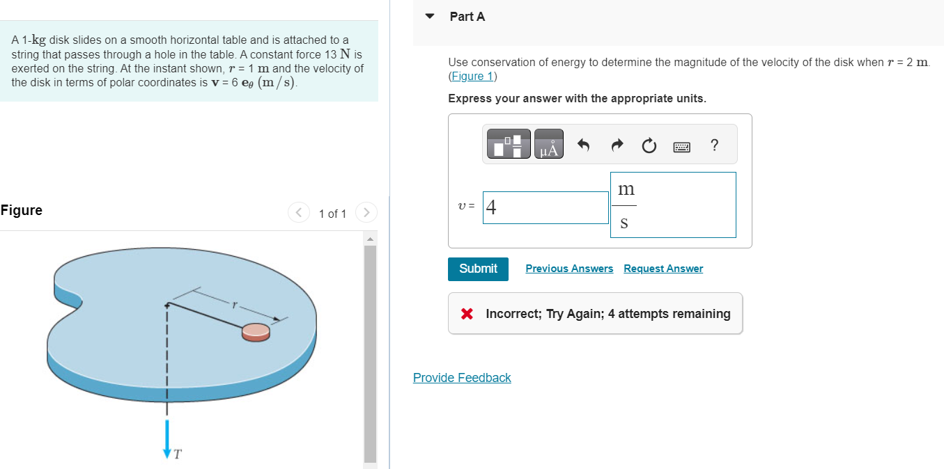 Solved A 1-kg disk slides on a smooth horizontal table and | Chegg.com