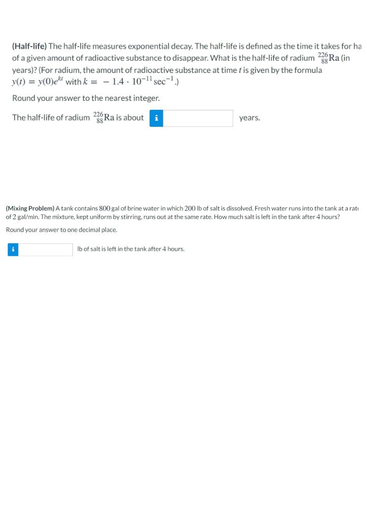 Solved (Half-life) The half-life measures exponential decay. | Chegg.com